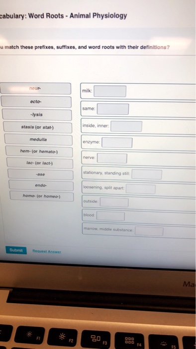 Solved cabulary: Word Roots -Animal Physiology u match these | Chegg.com