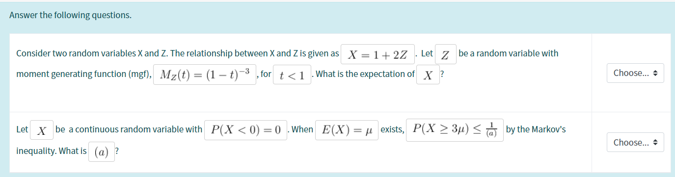 Solved Answer the following questions. Consider two random | Chegg.com