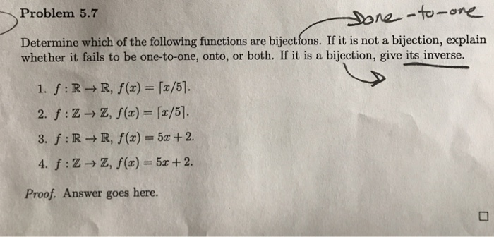 Solved Problem 5 7 Oneto One Determine Which Of The