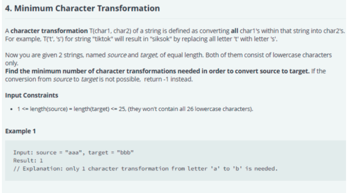 Solved 4. Minimum Character Transformation A character | Chegg.com