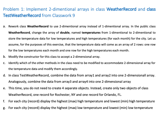Problem 1 Implement 2 Dimentional Arrays In Class 2339