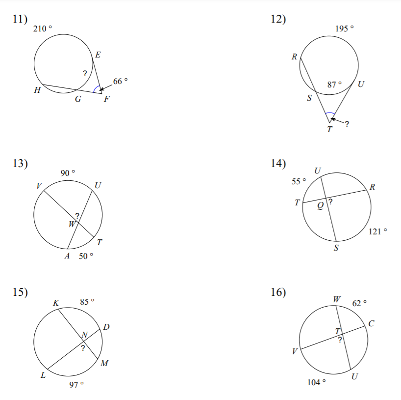 Solved Title: Other angles relations in circles Find the | Chegg.com