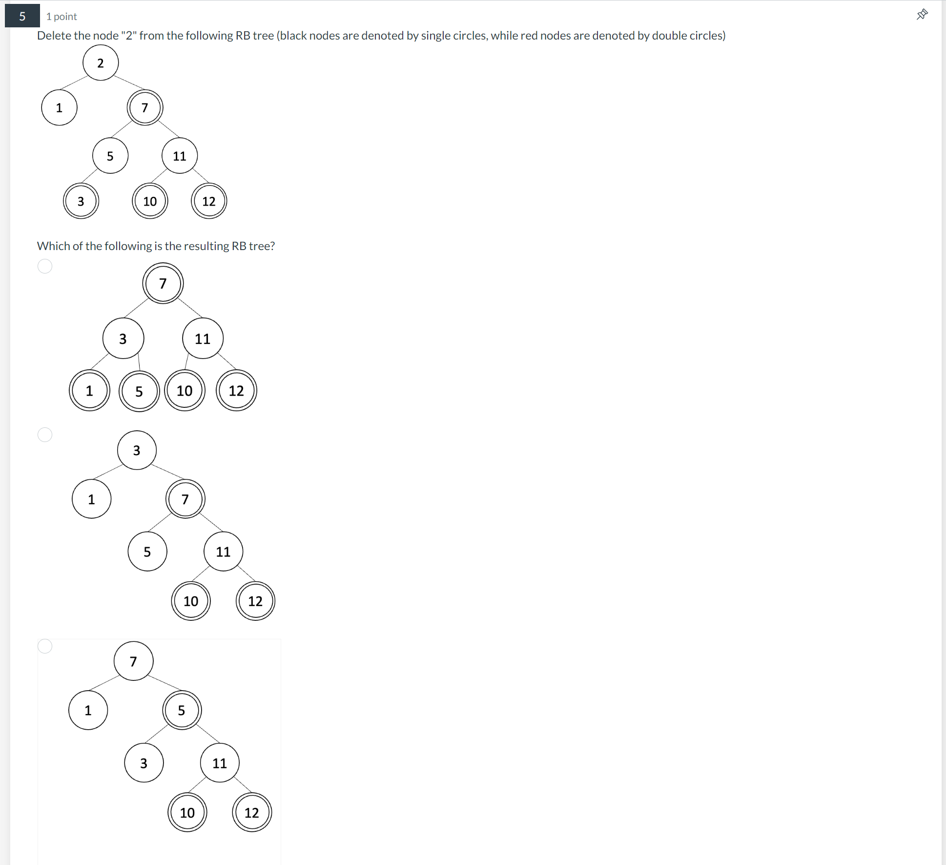 Solved 51 ﻿pointDelete the node "2" ﻿from the following RB | Chegg.com