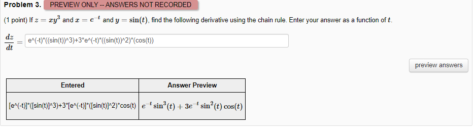 Solved Problem 3. PREVIEW ONLY -- ANSWERS NOT RECORDED (1 | Chegg.com