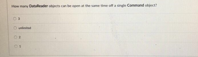 Solved How many DataReader objects can be open at the same | Chegg.com