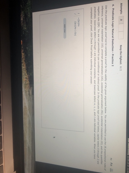 Solved Attempts: Keep the Highest: 0/2 4. Predicate Logic | Chegg.com