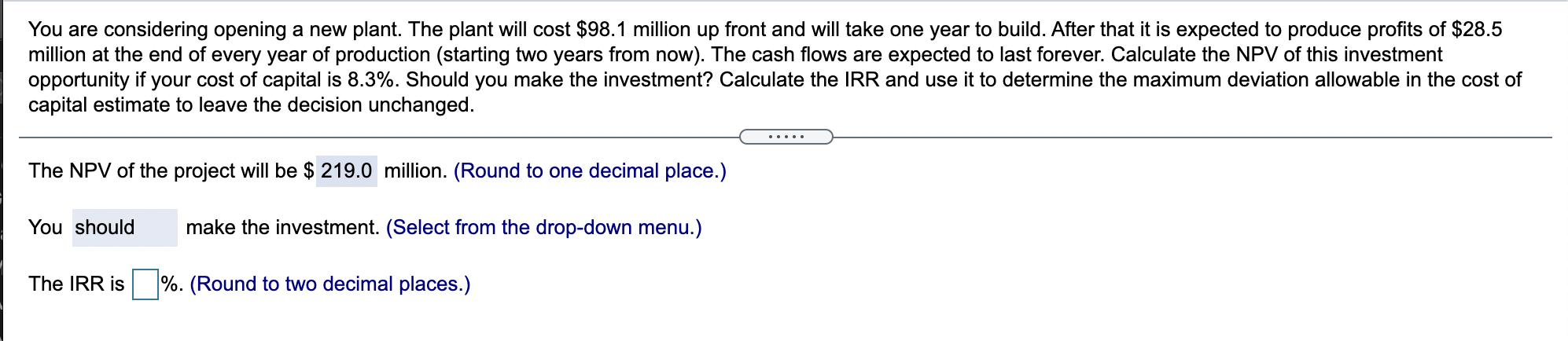 Solved Calculate the IRR and use it to determine the maximum | Chegg.com