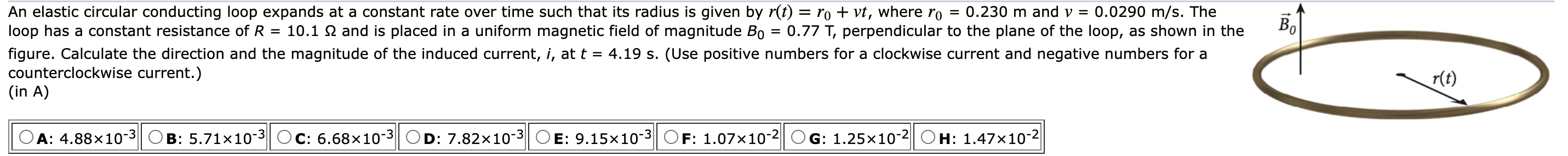Solved An elastic circular conducting loop expands at a | Chegg.com