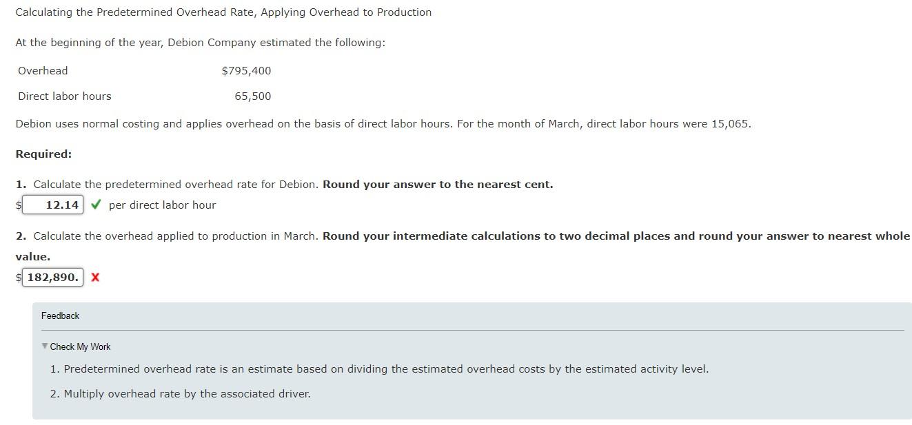 Solved Calculating the Predetermined Overhead Rate, Applying | Chegg.com