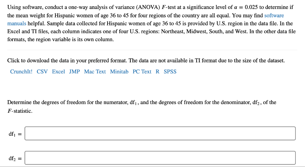 Solved Using software, conduct a one-way analysis of | Chegg.com