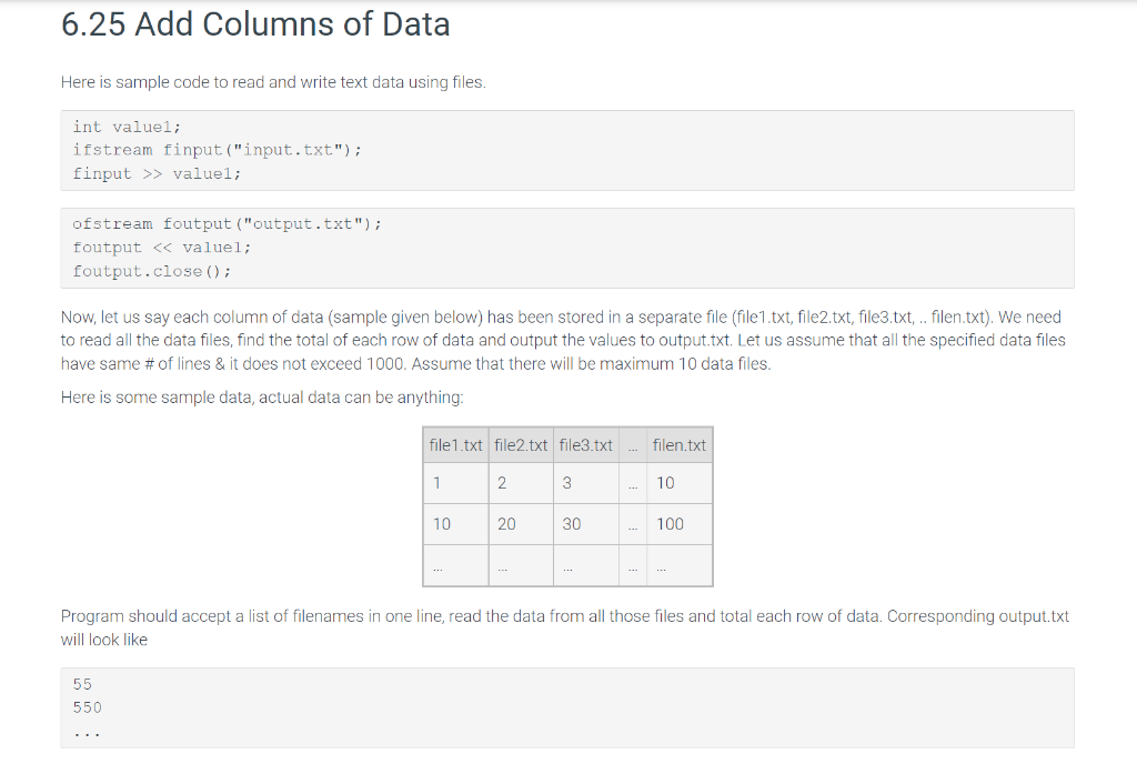 Solved 6.25 Add Columns of Data Here is sample code to read | Chegg.com