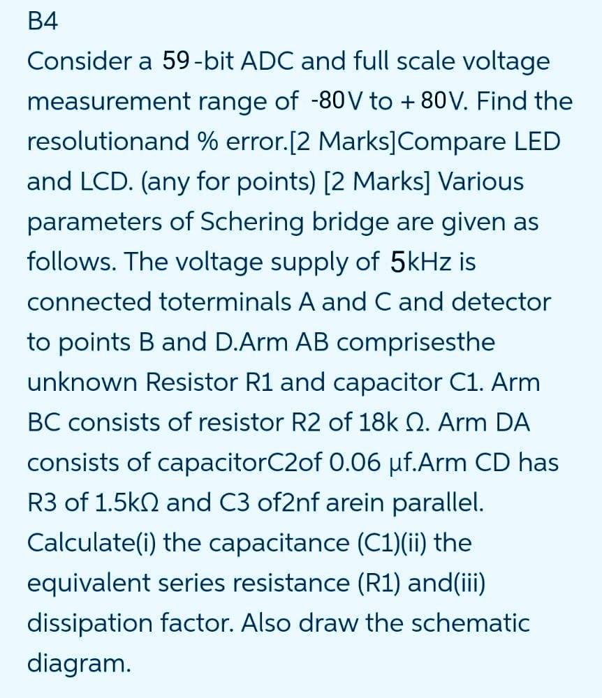 Solved B4 Consider a 59-bit ADC and full scale voltage | Chegg.com