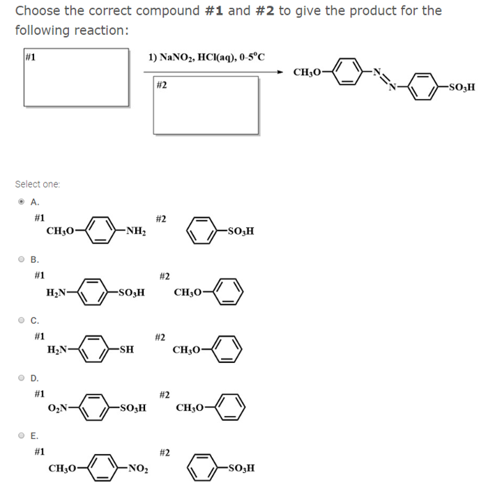 Solved Choose the correct compound #1 and #2 to give the | Chegg.com