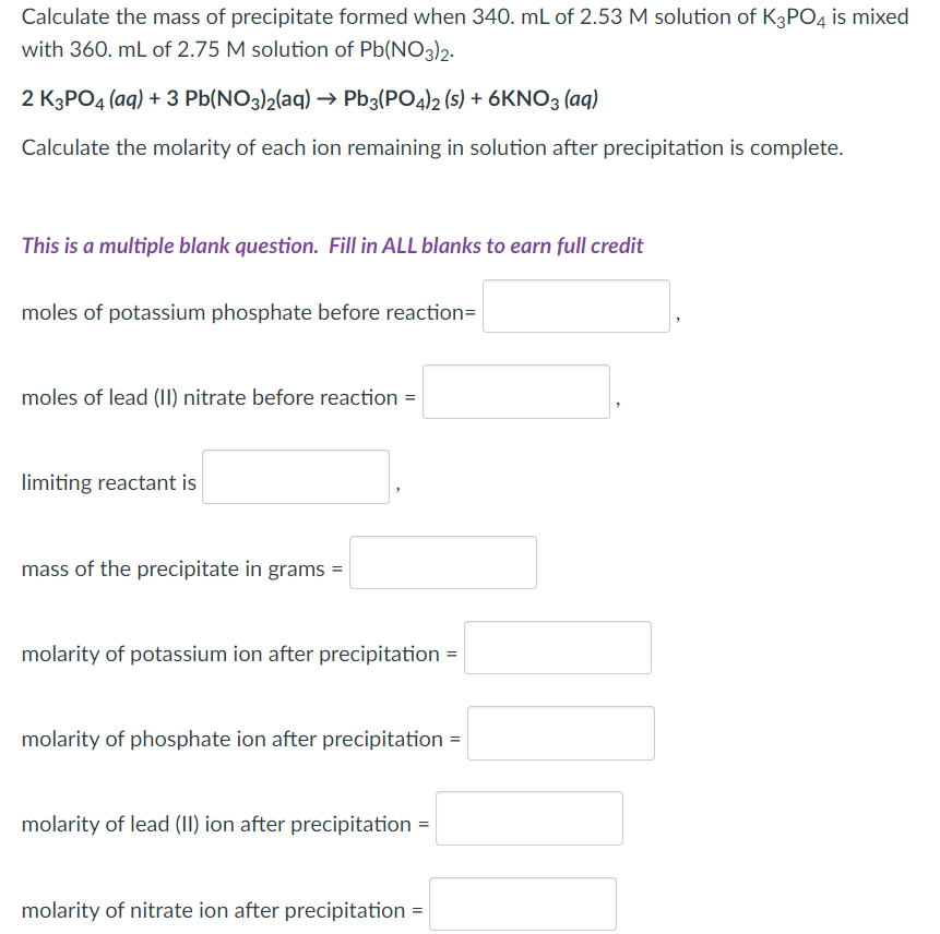 Solved Calculate the mass of precipitate formed when 340.mL | Chegg.com