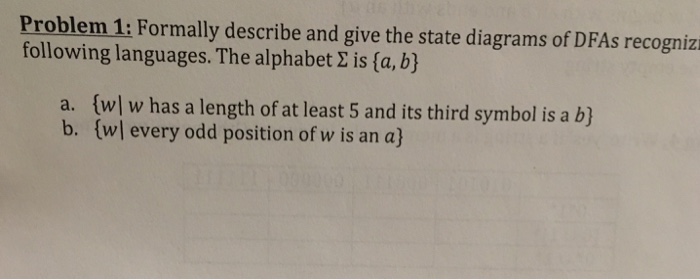 Solved Formally describe and give the state diagrams of DFAs | Chegg.com