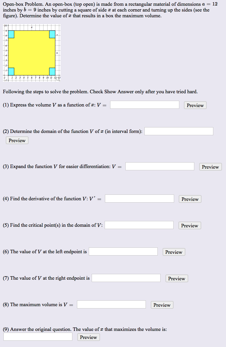Solved Open-box Problem. An open-box (top open) is made from | Chegg.com