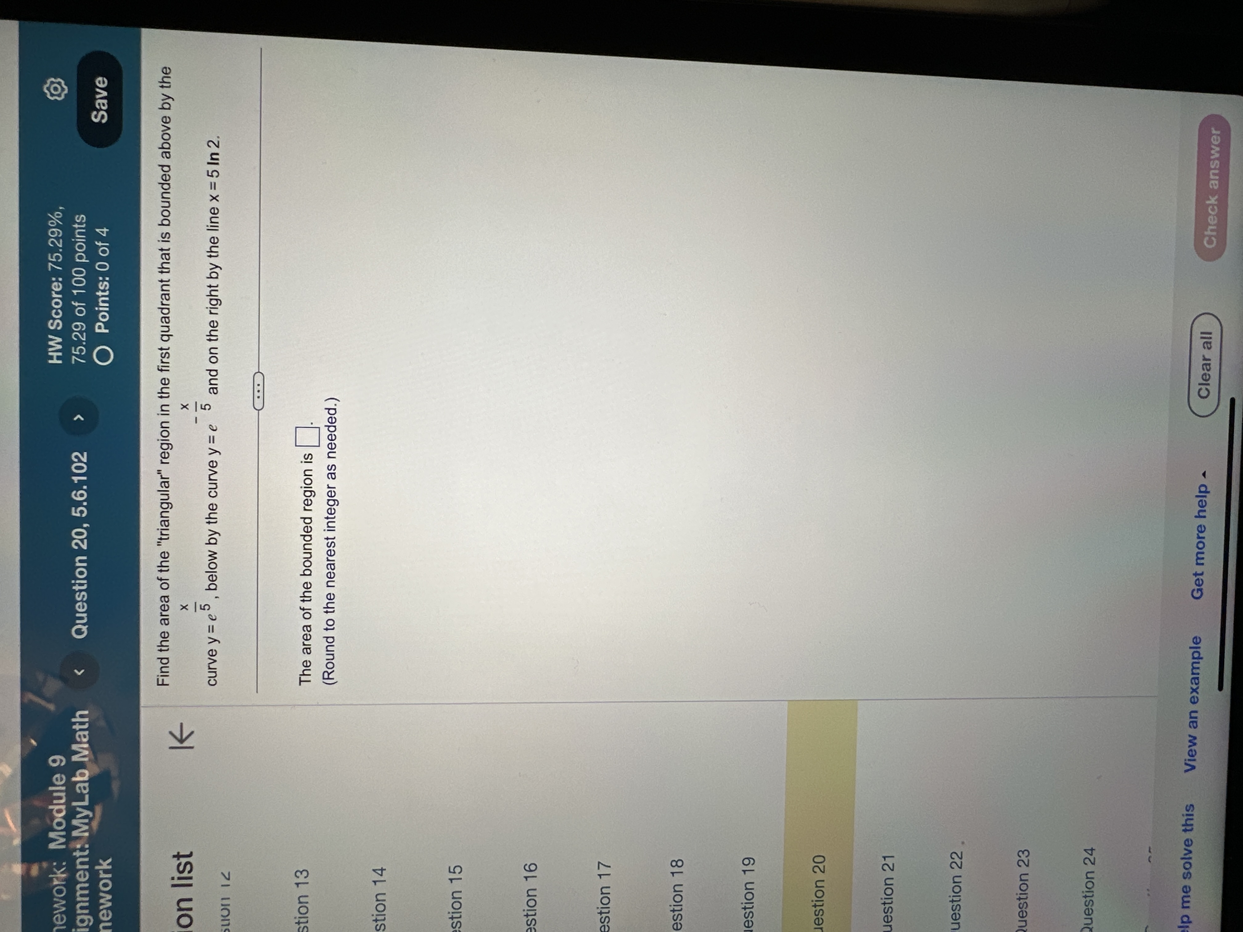Solved on list K Find the area of the "triangular" region in | Chegg.com