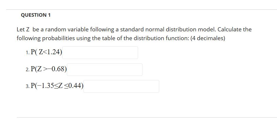 Solved Let Z be a random variable following a standard | Chegg.com