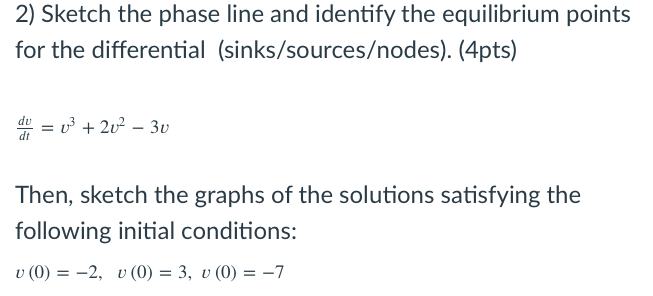 Solved 2) Sketch the phase line and identify the equilibrium | Chegg.com