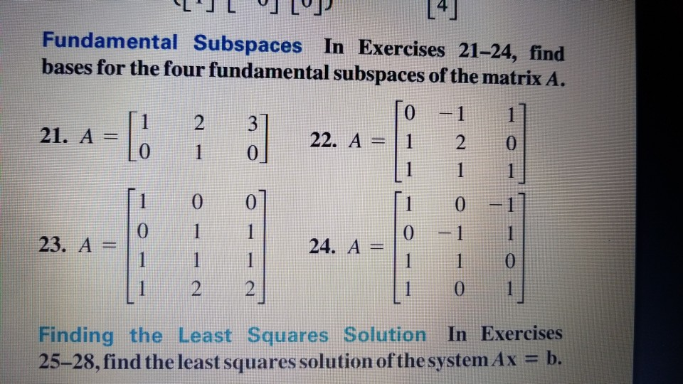 Solved L4 」 Fundamental Subspaces In Exercises 21-24, find | Chegg.com