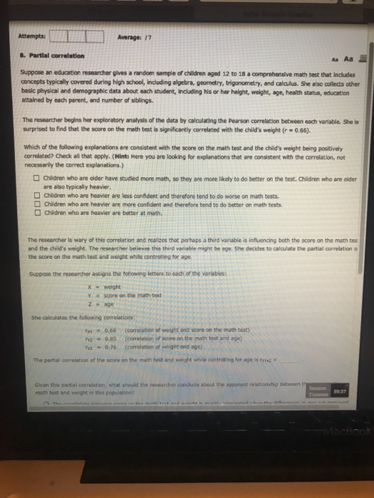 Solved 8. Partial correlation | Chegg.com