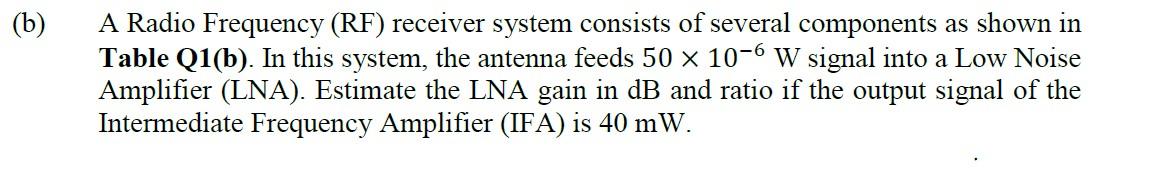 Solved A Radio Frequency (RF) receiver system consists of | Chegg.com