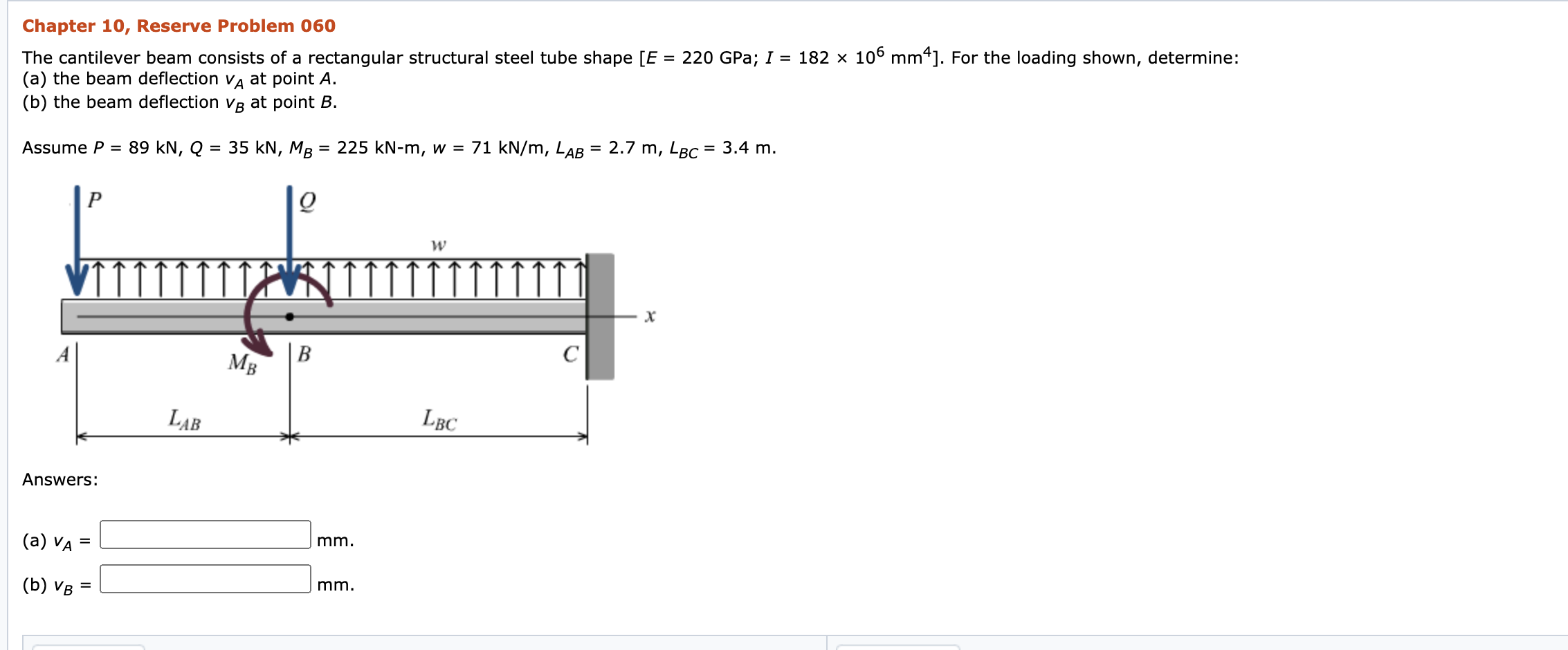 Solved Chapter 10, Reserve Problem 060 The cantilever beam | Chegg.com