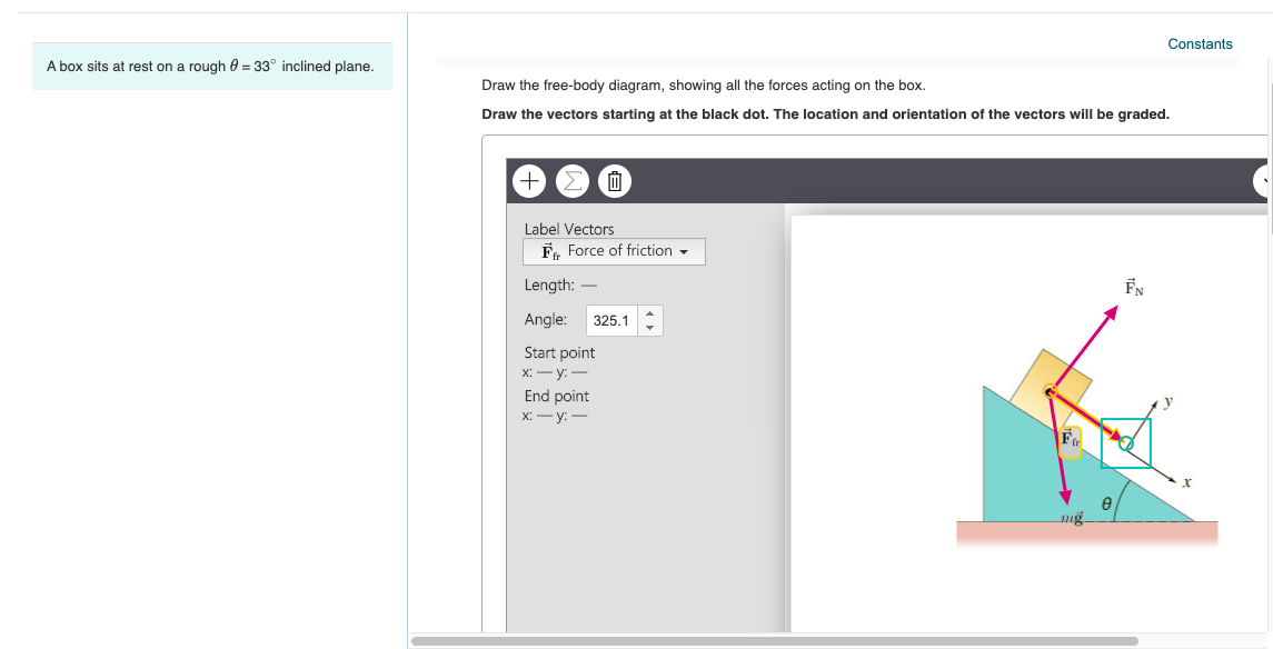 Solved Constants A box sits at rest on a rough 8 = 33° | Chegg.com