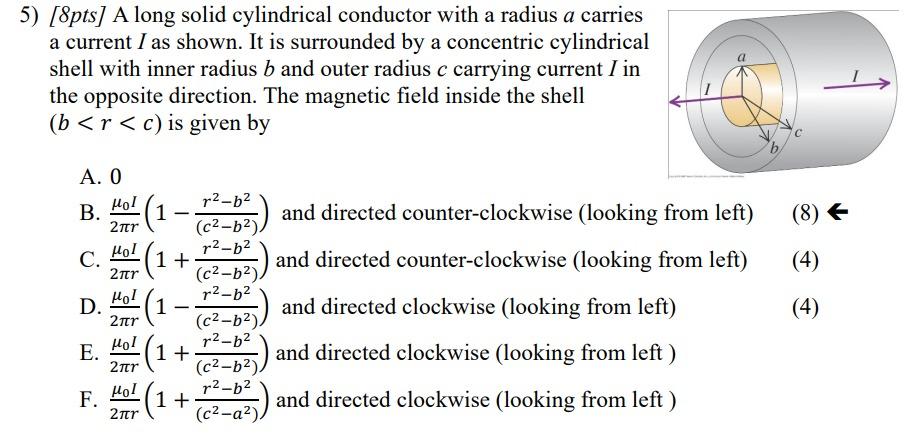 Solved 5) [8pts] A long solid cylindrical conductor with a | Chegg.com