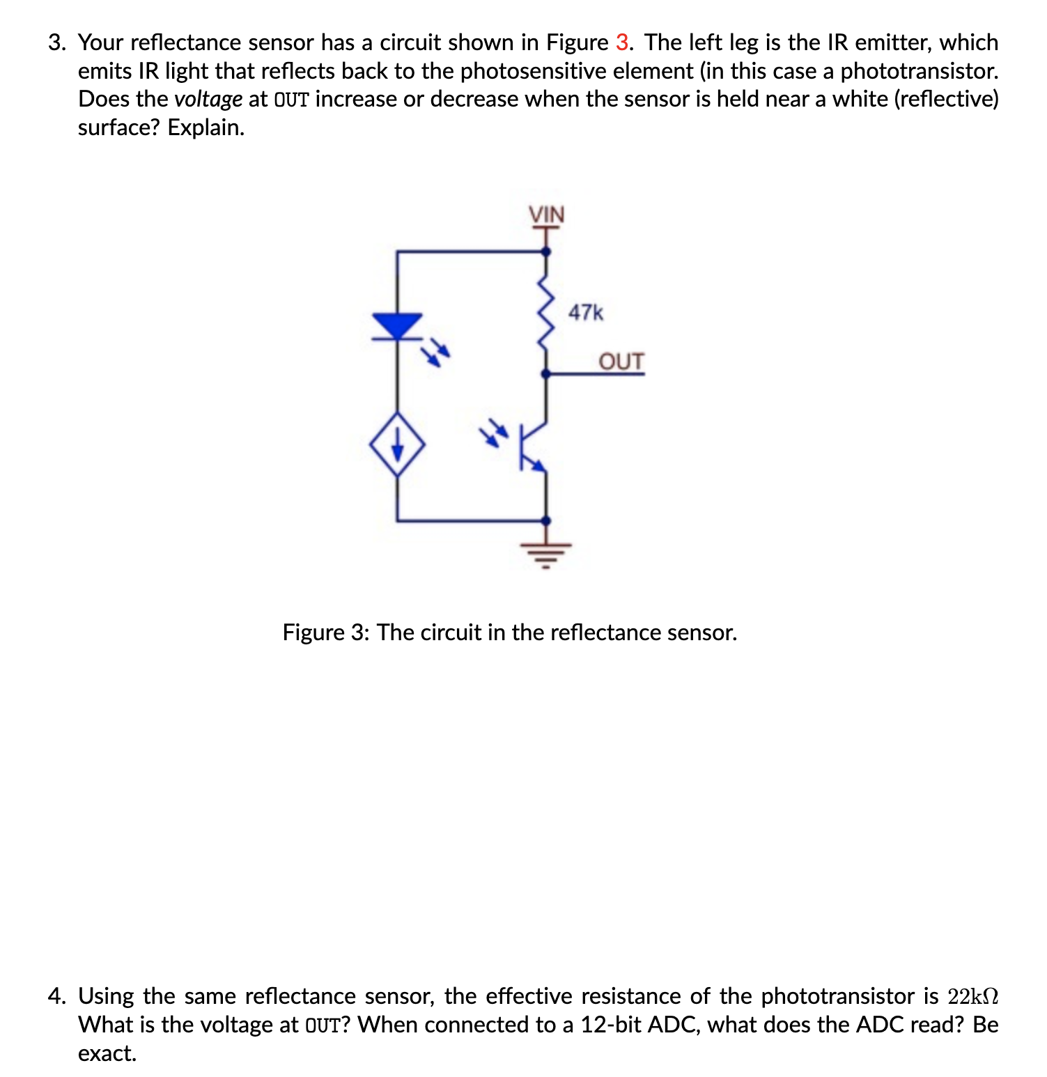 Solved Your reflectance sensor has a circuit shown in Figure | Chegg.com