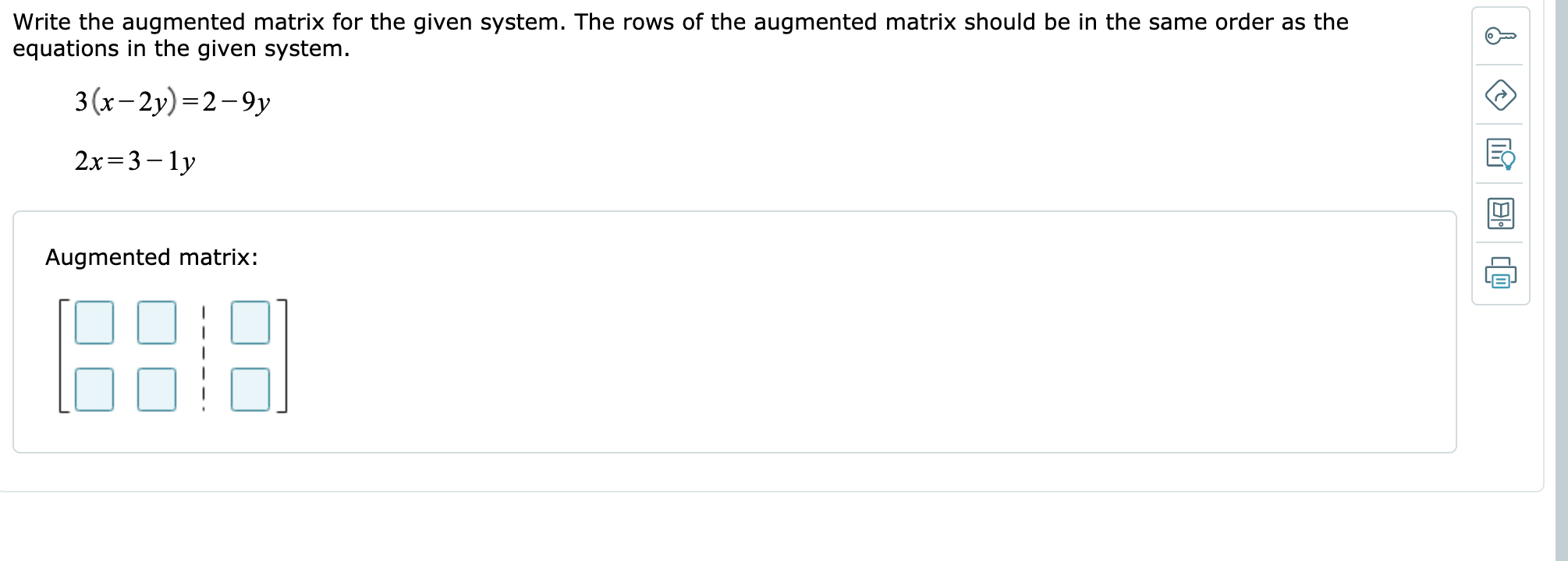 Solved Write the augmented matrix for the given system. The | Chegg.com