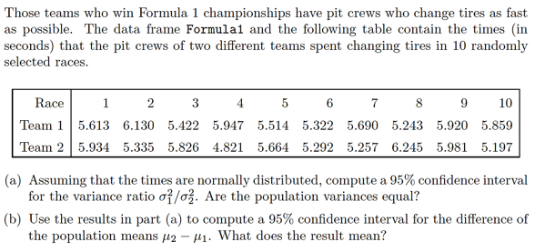 Solved Those teams who win Formula 1 championships have pit | Chegg.com