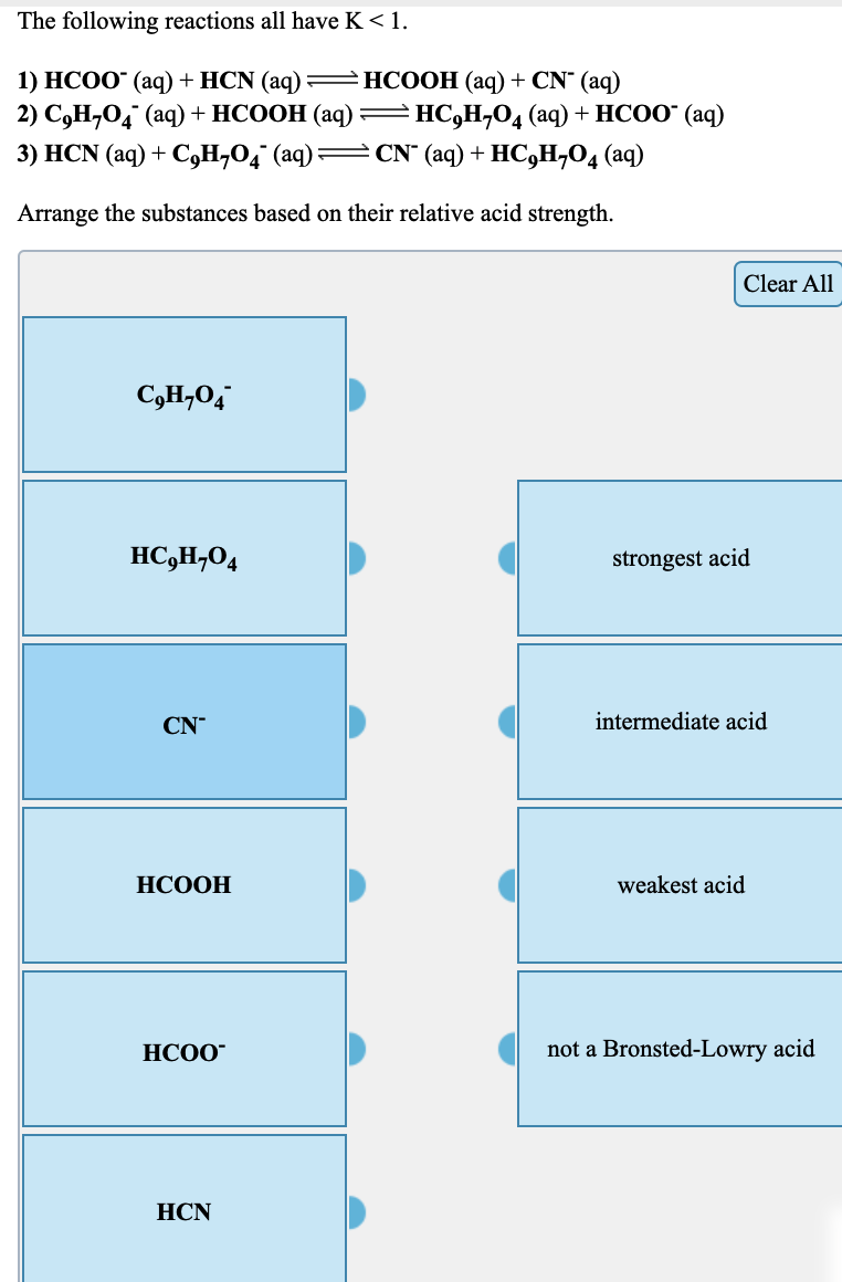 Solved The following reactions all have K > 1. 1) HC,H,O4 | Chegg.com