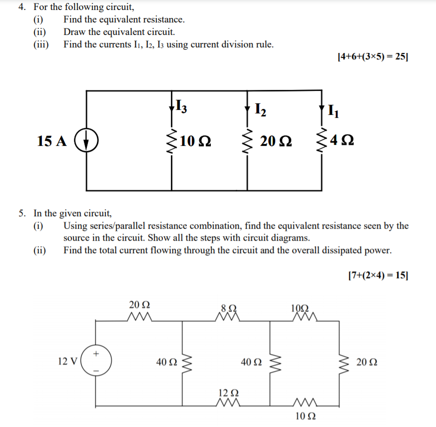 Solved 4. For the following circuit, (i) Find the equivalent | Chegg.com