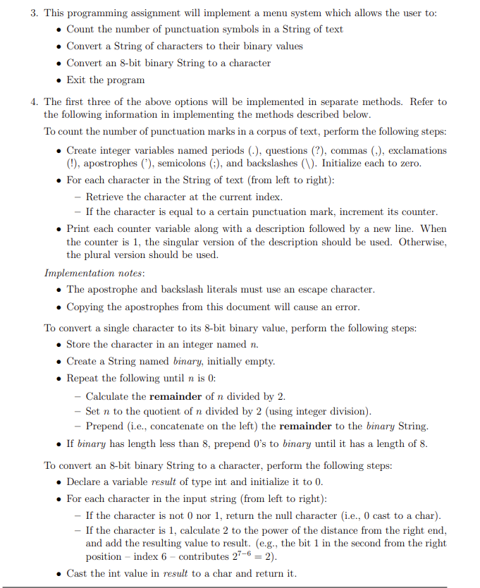 Solved 3. This programming assignment will implement a menu | Chegg.com