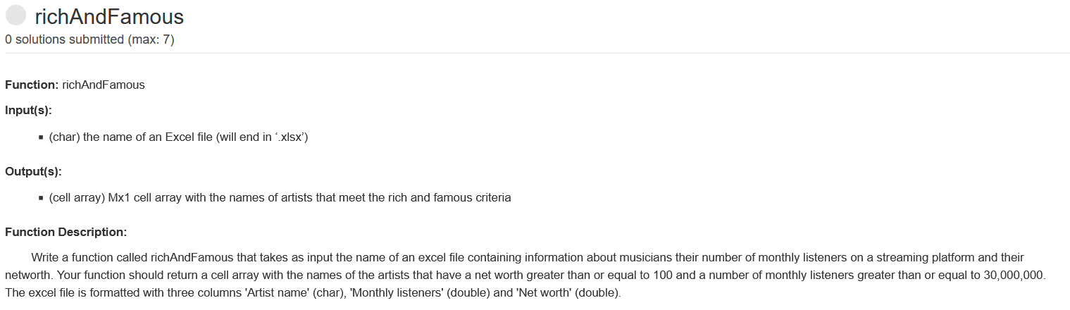 Solved richAndFamous O solutions submitted (max: 7) | Chegg.com