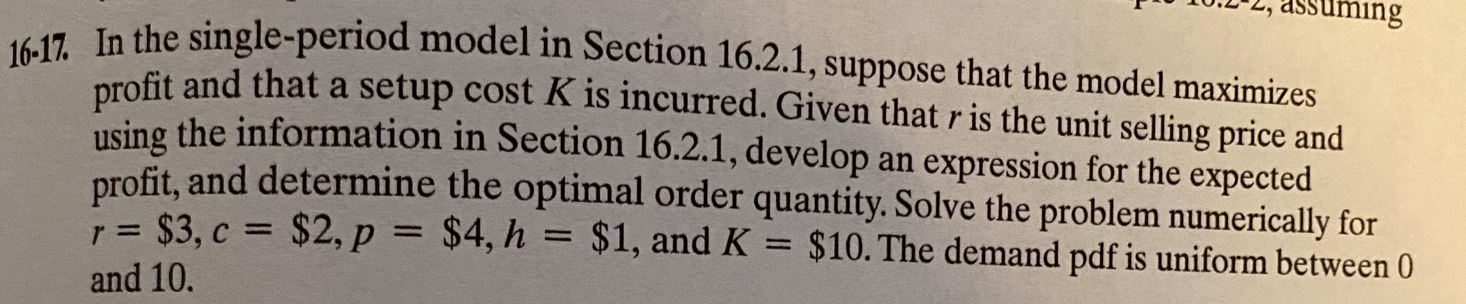suming 16:17. In the single-period model in Section | Chegg.com