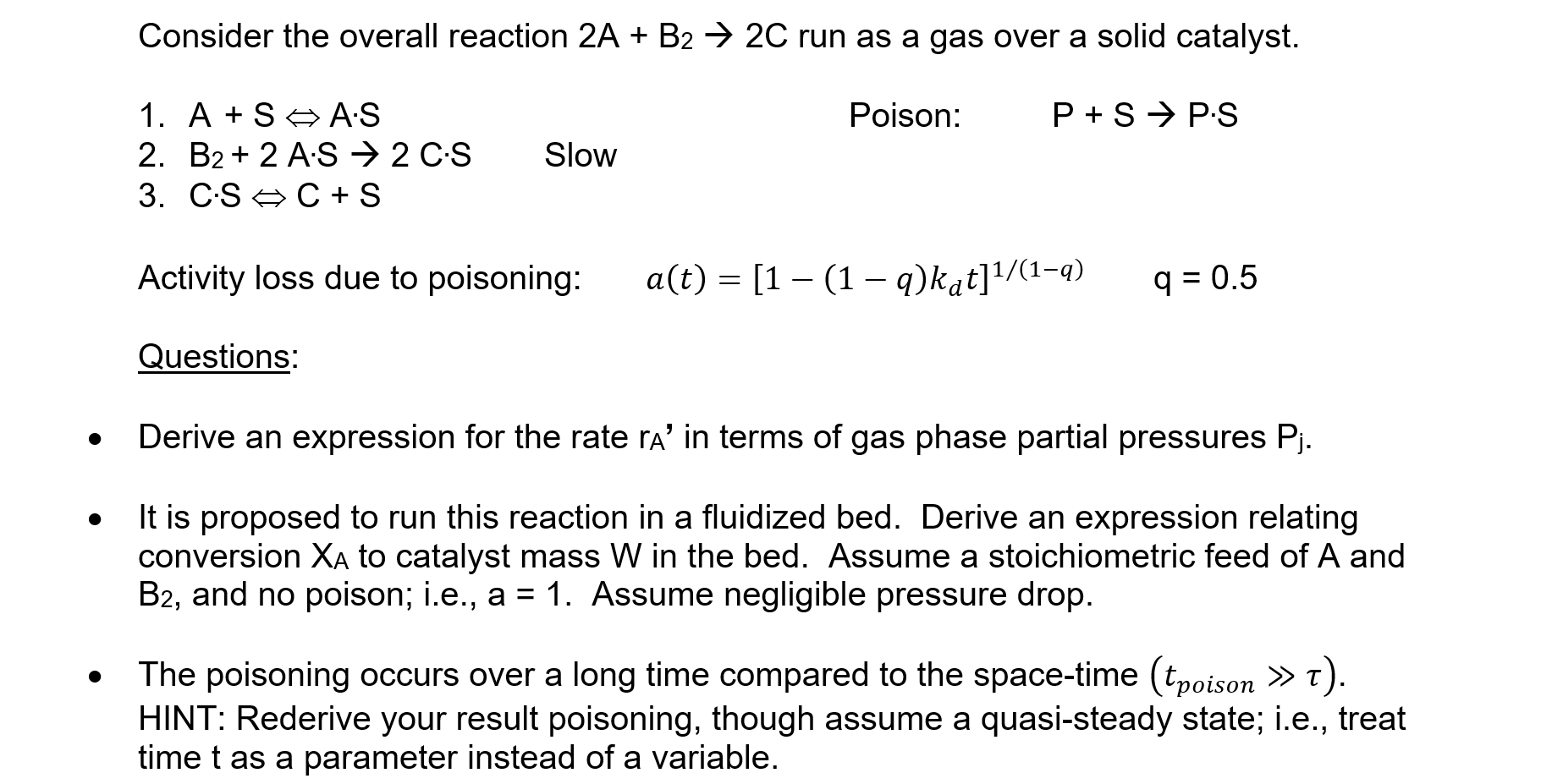 Solved Consider the overall reaction 2 A+B2→2C run as a gas | Chegg.com