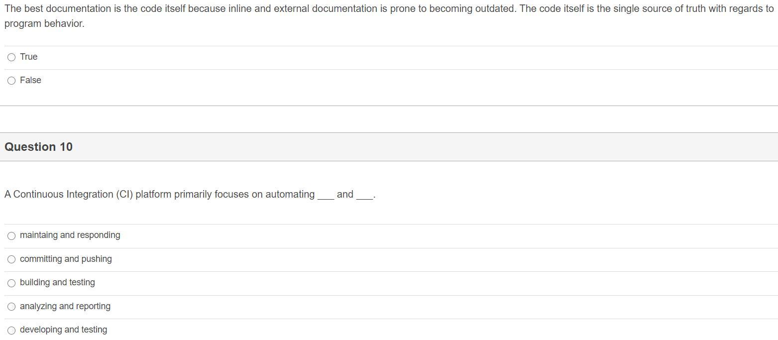 Solved The best documentation is the code itself because | Chegg.com