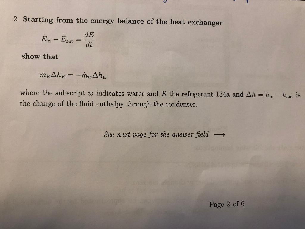 Solved 2. Starting from the energy balance of the heat | Chegg.com