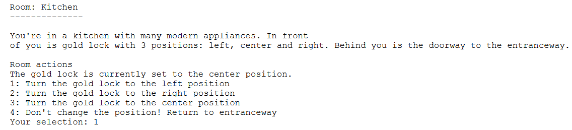Solved [csx3 assignment2 101 ]> python adventure.py Room: | Chegg.com