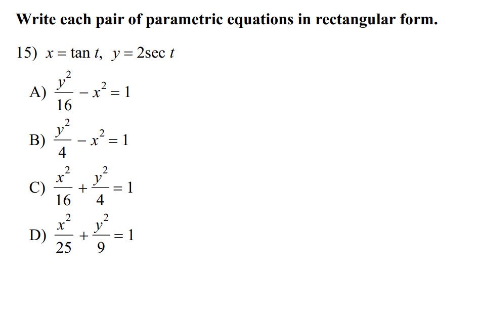 Solved Write each pair of parametric equations in | Chegg.com
