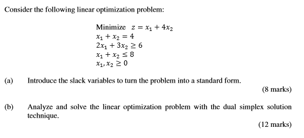 Solved Consider the following linear optimization problem: | Chegg.com