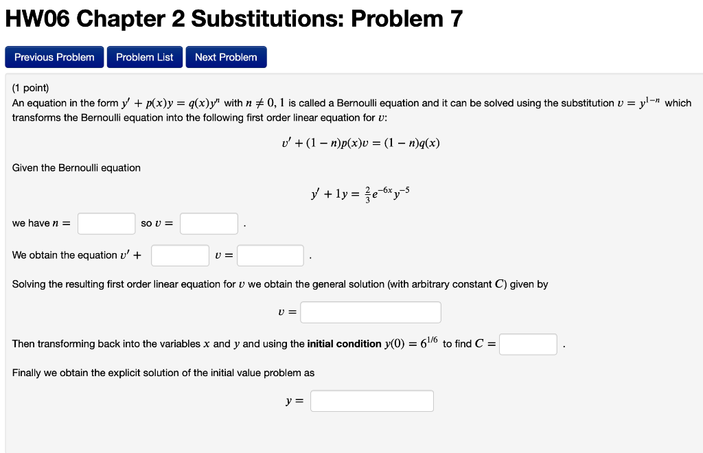 Solved HW06 Chapter 2 Substitutions: Problem 7 (1 point) An | Chegg.com