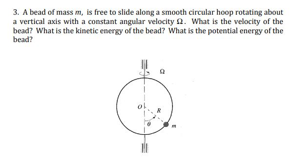 Solved 3. A bead of mass m, is free to slide along a smooth | Chegg.com