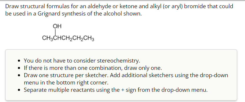 Solved Draw structural formulas for an aldehyde or ketone | Chegg.com