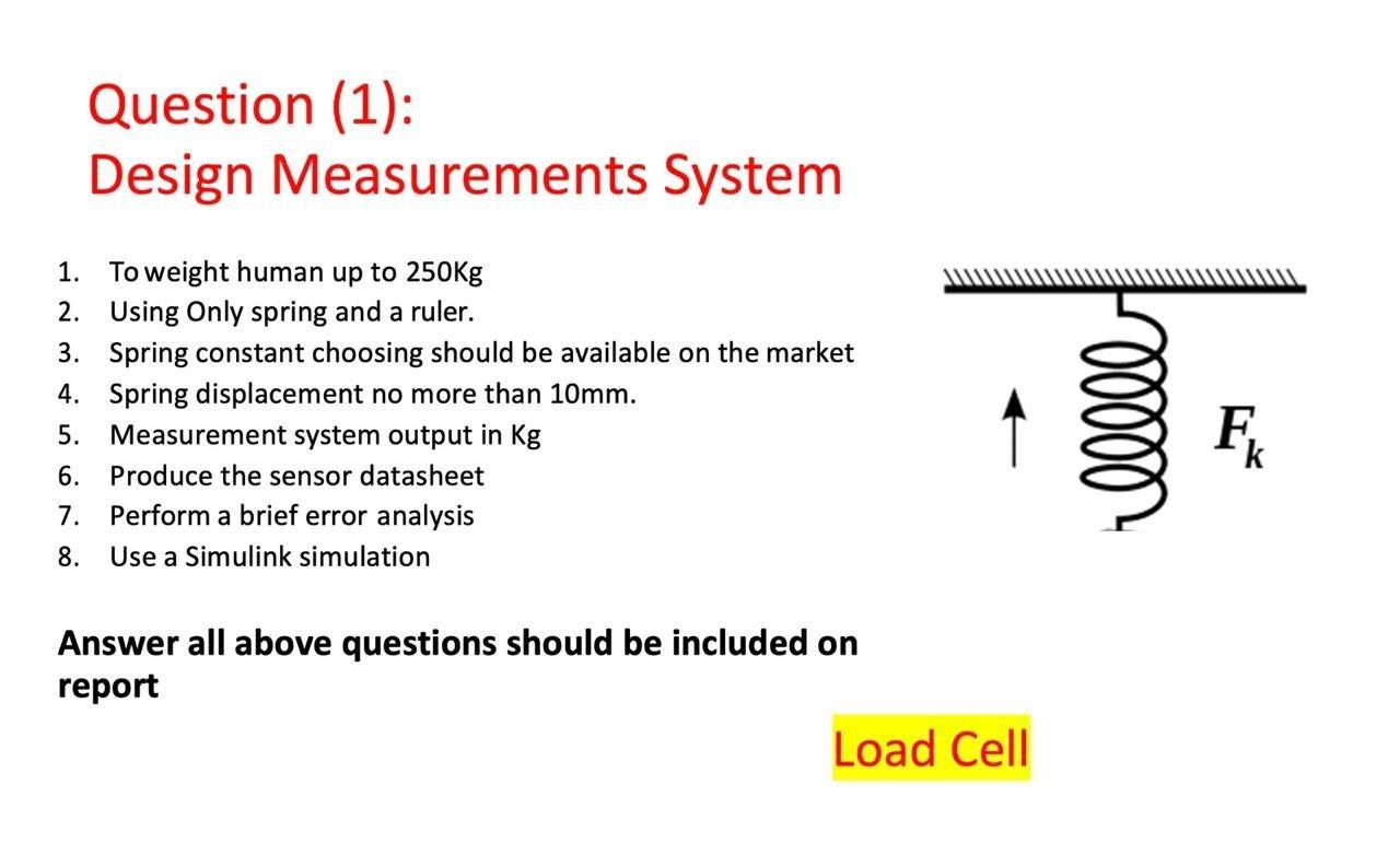 Question (1): Design Measurements System 1. To weight | Chegg.com