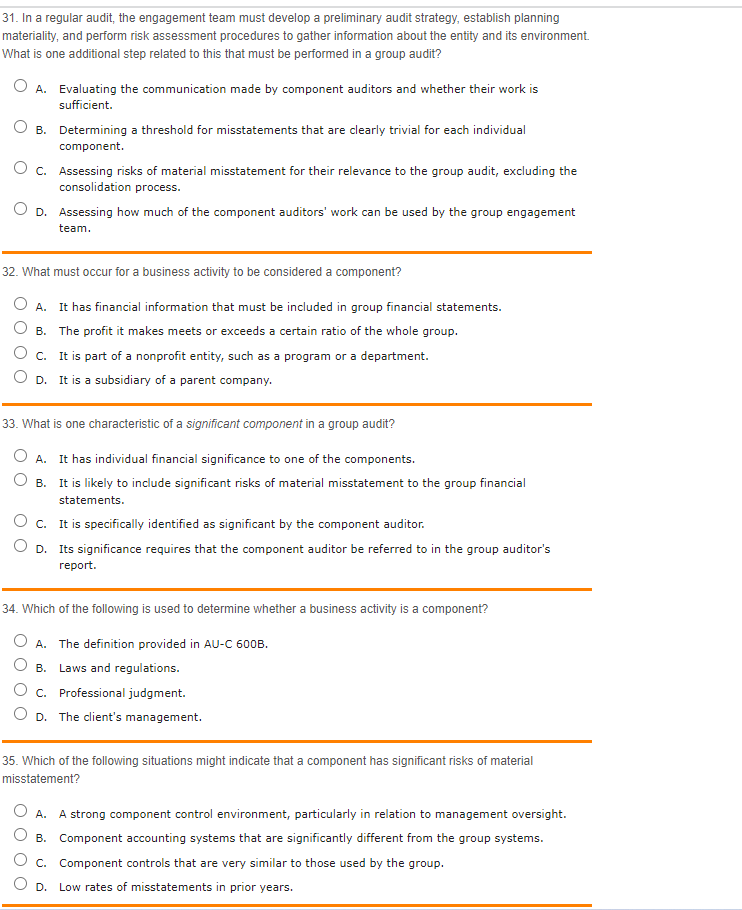 Solved 31. In a regular audit, the engagement team must | Chegg.com