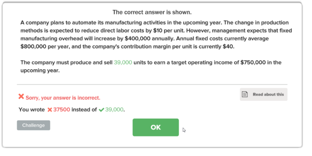 Solved I used the formula (Fixed costs + Target Operating | Chegg.com