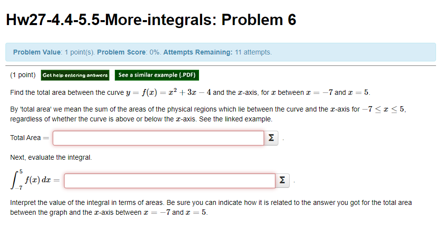 Solved Hw27-4.4-5.5-More-integrals: Problem 6 Problem Value: | Chegg.com